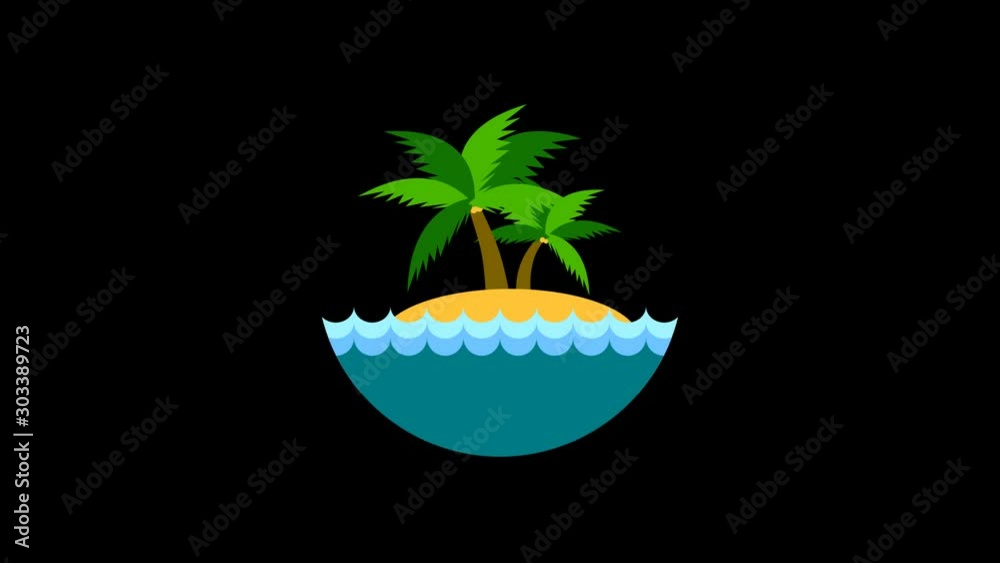 Island Animated Travel Adventure icon Line Drawing Animation ...