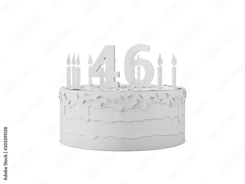 White Papercraft Birtday Cake number 46 Stock Illustration | Adobe Stock