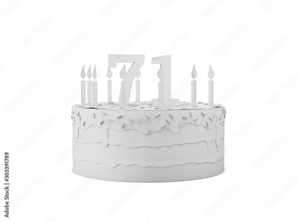 White Papercraft Birtday Cake number 71 Stock Illustration | Adobe Stock