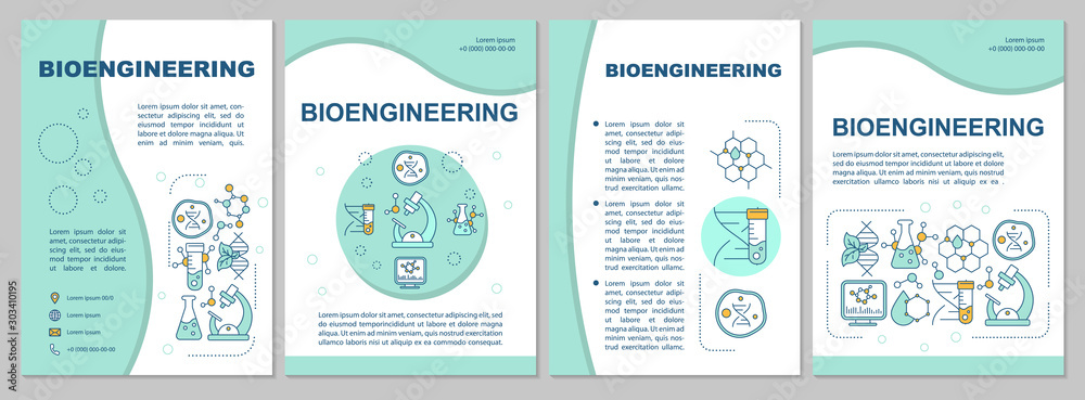 Bioengineering brochure template. Flyer, booklet, leaflet print, cover ...