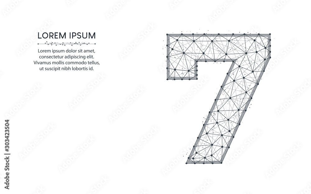 Number 7 low poly design, mathematics abstract geometric image, seven ...