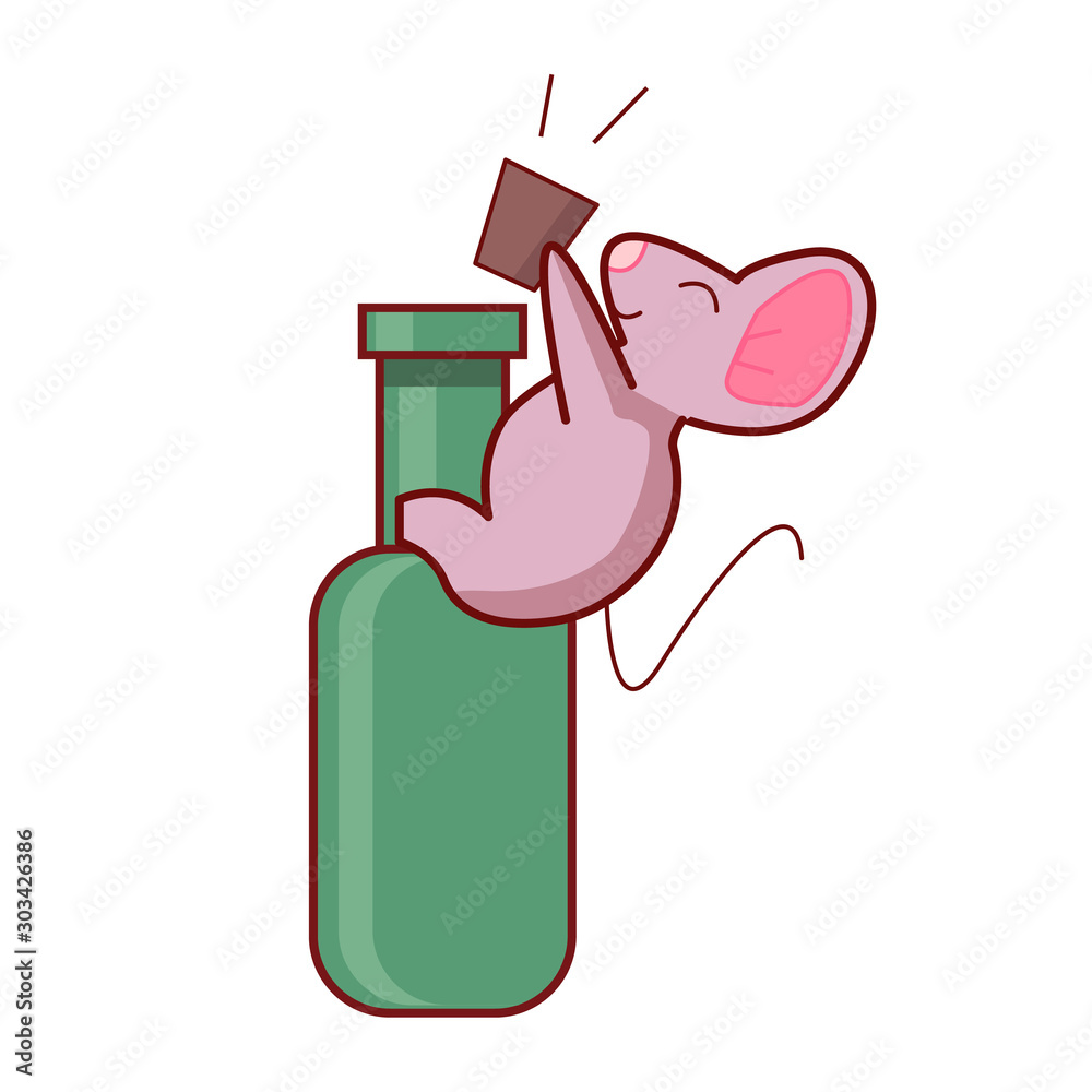 Cartoon illustration of christmas alcohol champagne. Vector ...