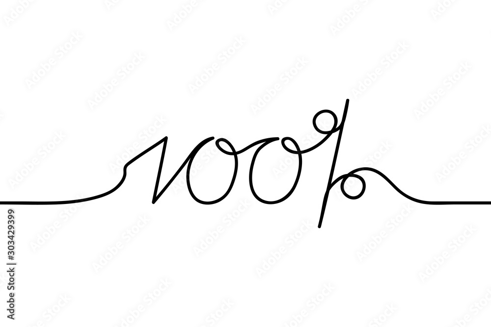 Black drawn continuous line 100 percent. Concept of number of ending ...