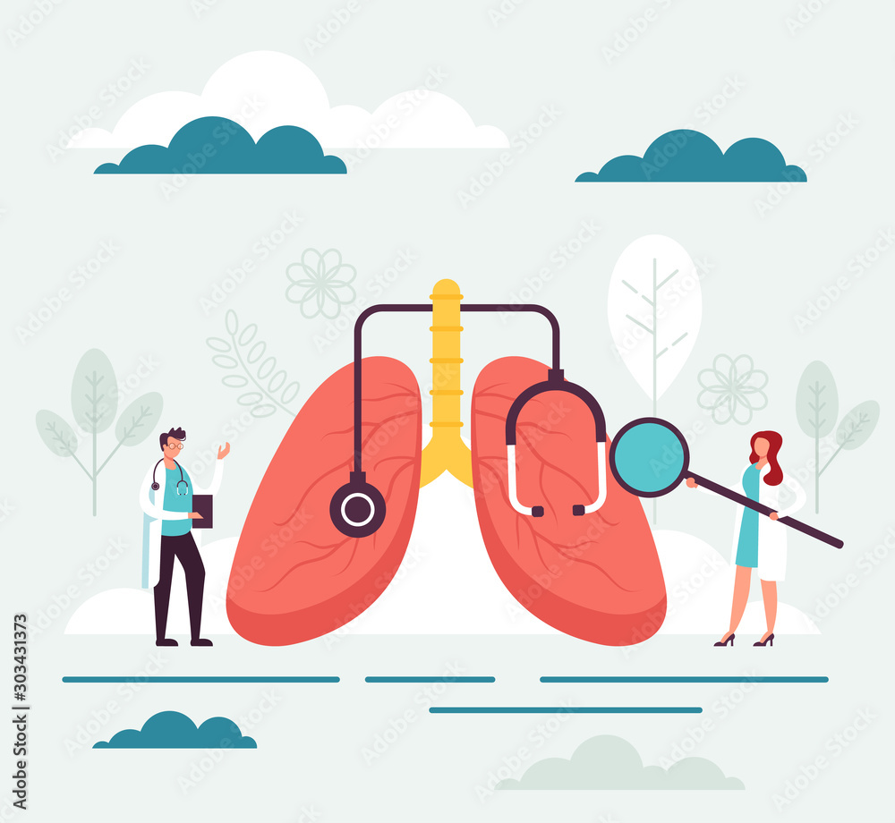 Pulmonology lungs health medicine surgery concept. Vector flat graphic ...