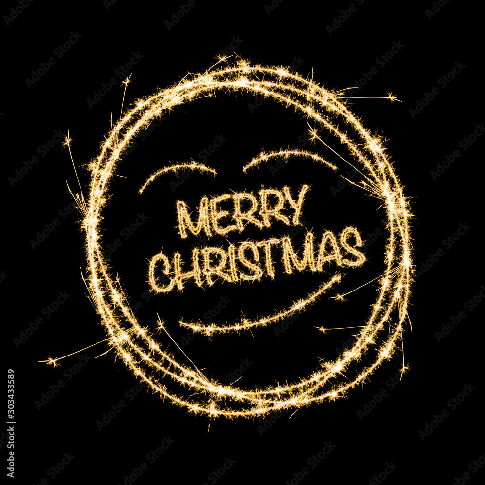 Merry Christmas glowing emoji wish. Sparkling smiling emoji with Merry ...