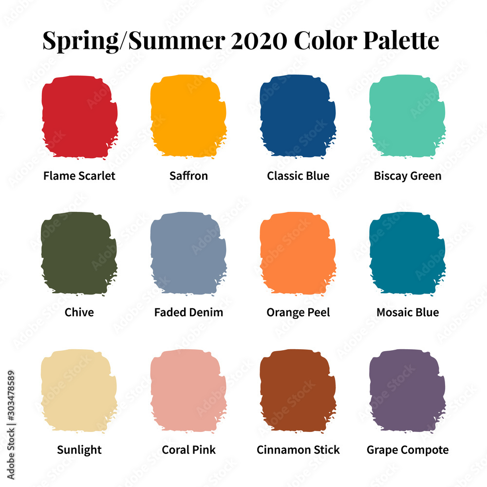 Vettoriale Stock Spring/Summer 2020 Color Palette. Color swatch concept ...