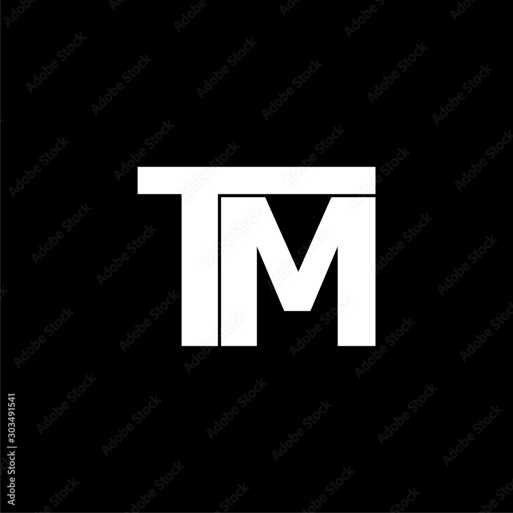 Initial Letter TM logo isolated on black background Stock Illustration ...