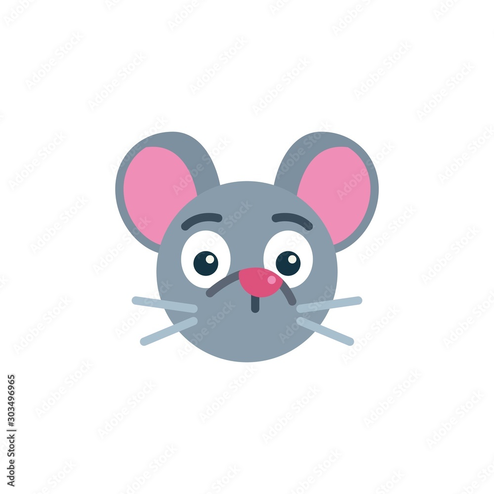 Silent mouse face emoji flat icon, vector sign, Silent rat emoticon ...