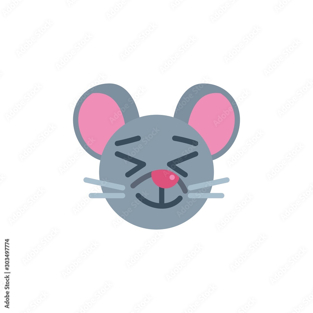 Happy mouse face emoji flat icon, vector sign, Satisfied rat emoticon ...