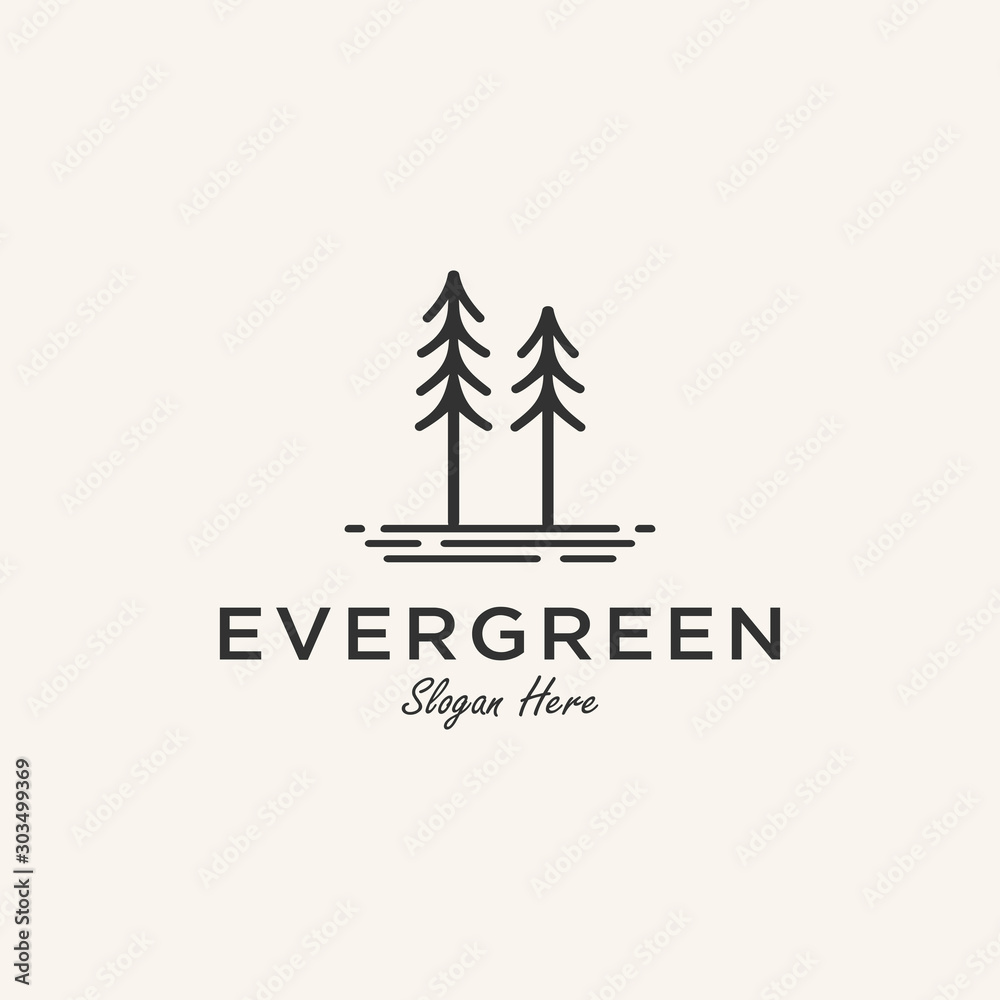 evergreen logo design inspiration with tree element, vector eps 10 ...