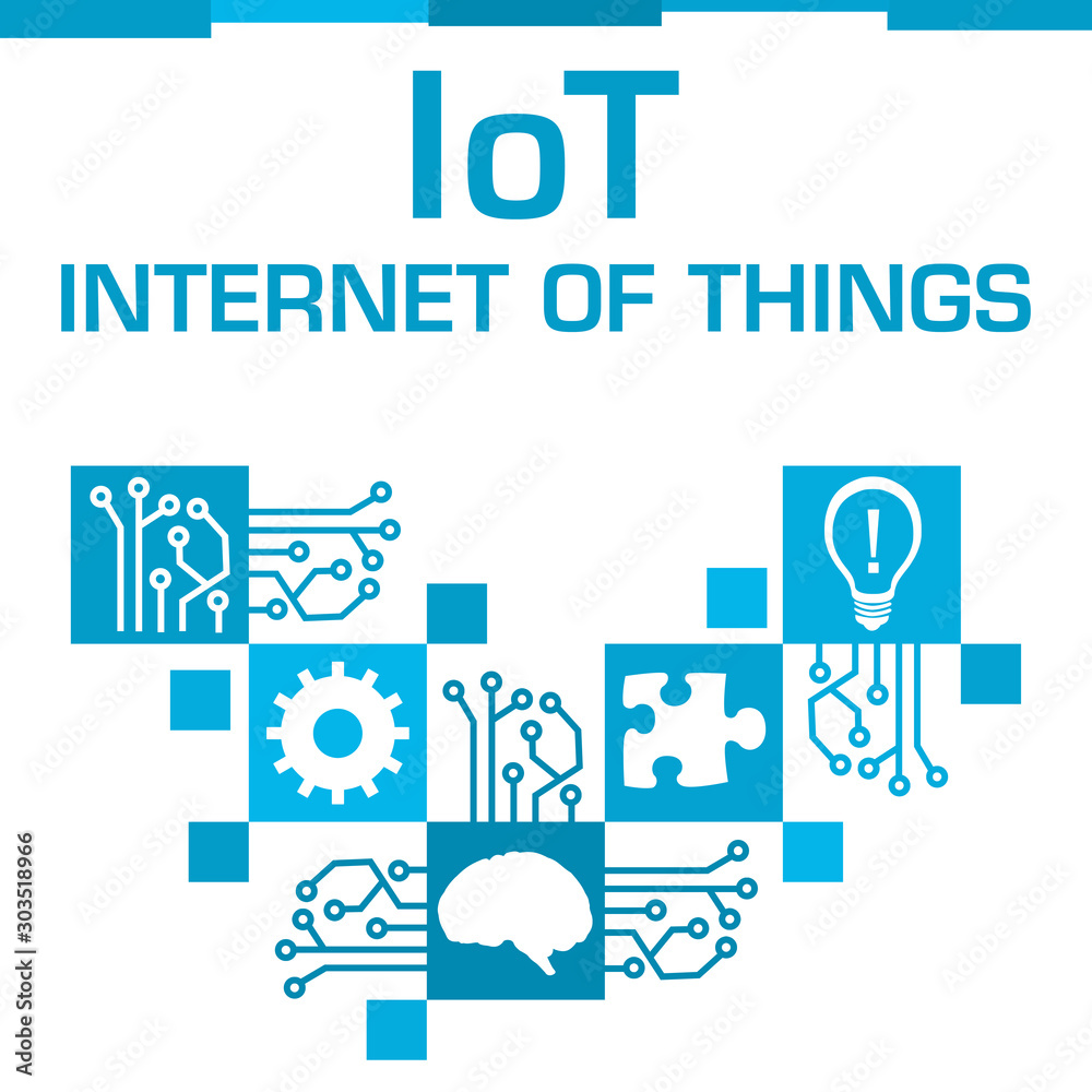 IoT - Internet Of Things Blue Squares Symbols Circuit Elements Stock ...