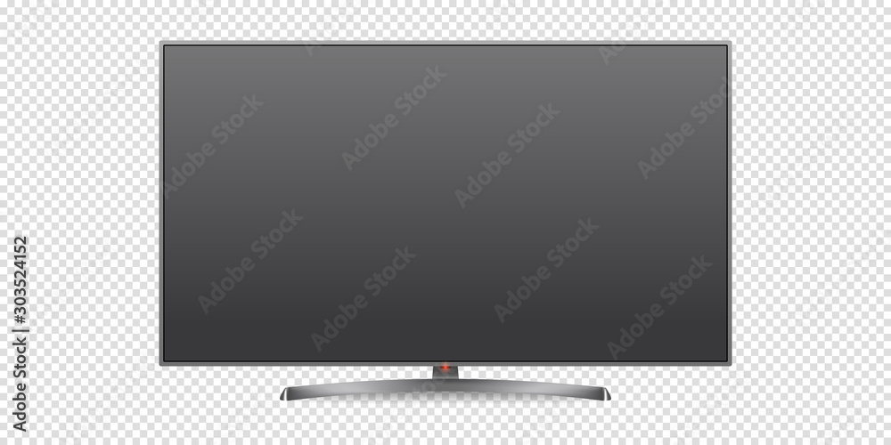 Modern 4K smart tv, isolated on transparent background. Vector ...