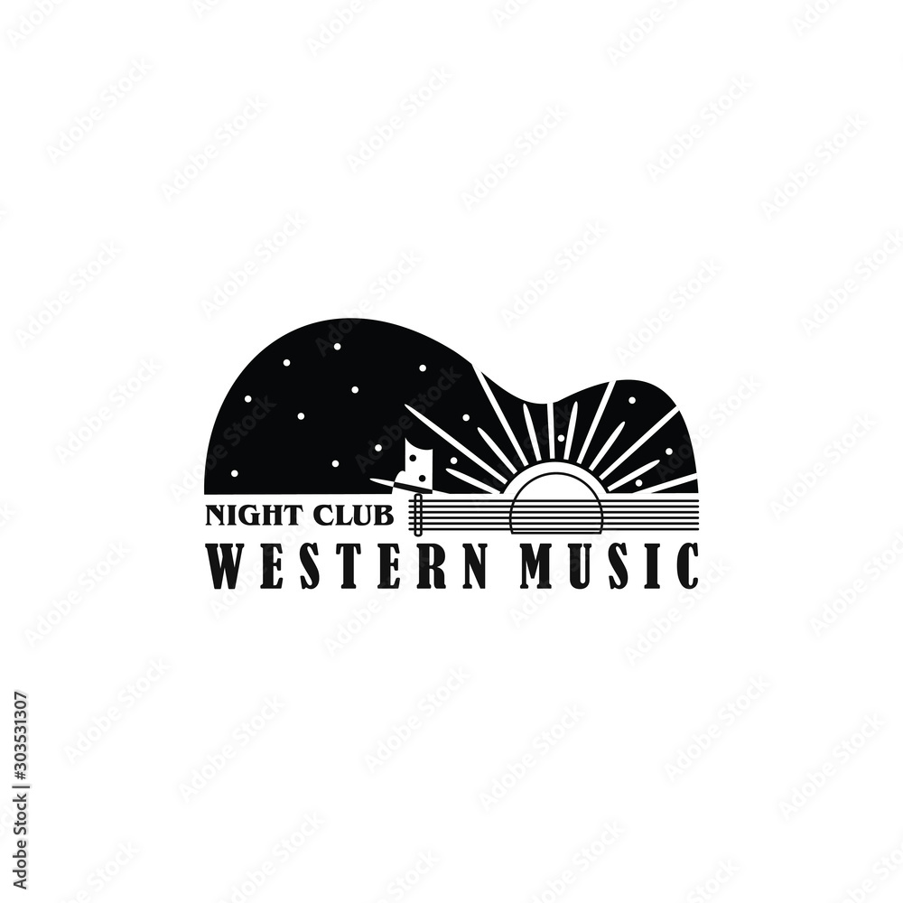 Illustration night club western music saloon logo vector guitar graphic ...