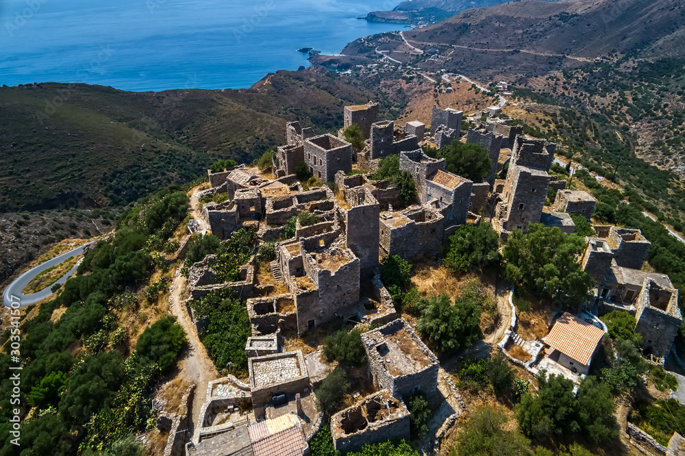 Vathia the impressive traditional village of Mani with the ...