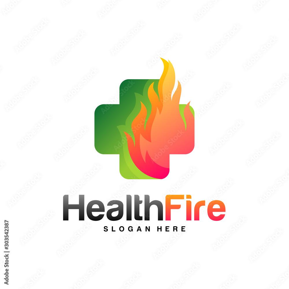 Health Fire Logo Design Concept Vector. Fire Health Logo Template. Icon ...