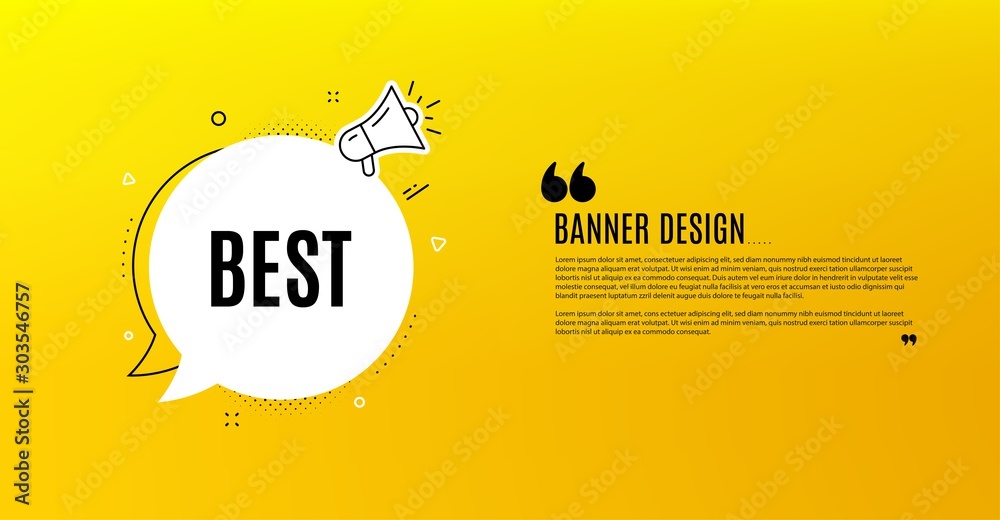 Best sign. Yellow banner with chat bubble. Special offer Sale sign ...
