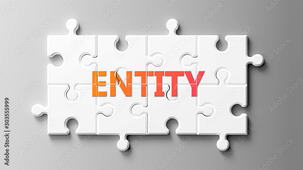 Entity complex like a puzzle - pictured as word Entity on a puzzle ...