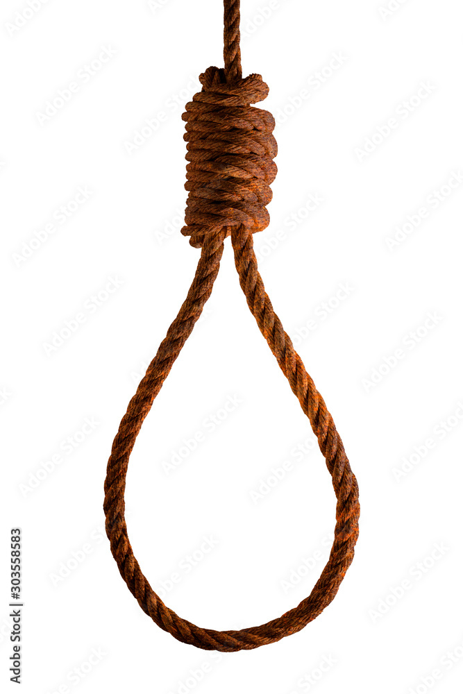 Rusty steel ropes noose for hanging isolated on white background Stock ...