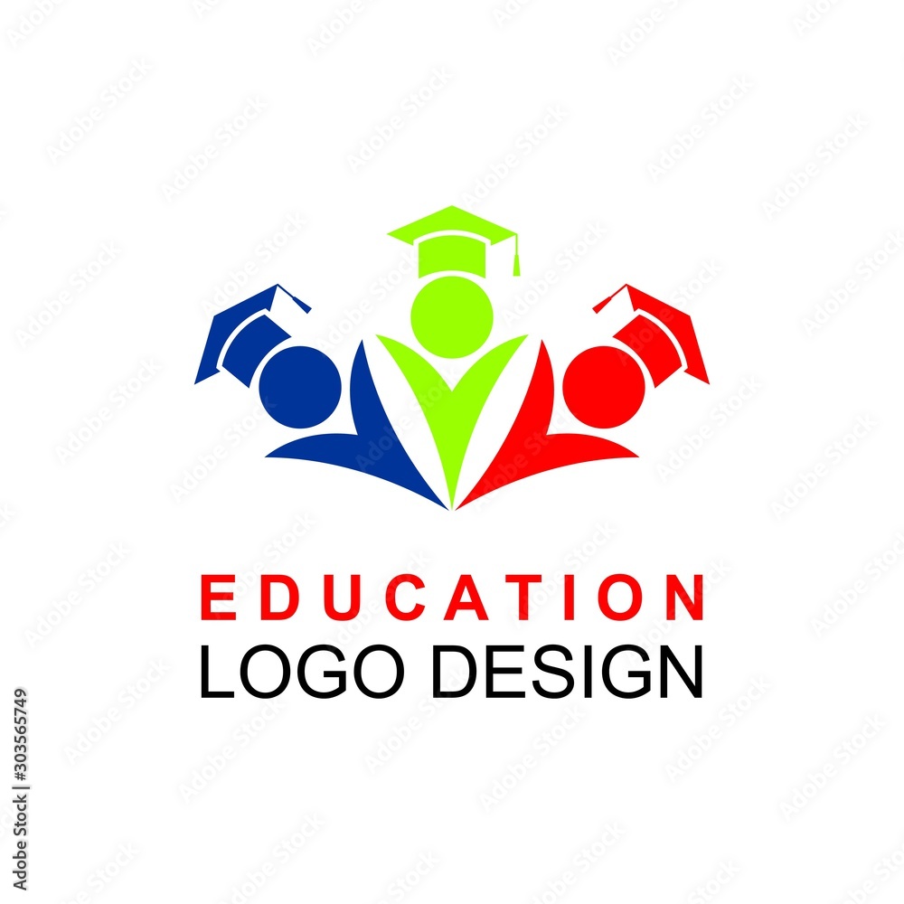 toga graduation hat and people logo design vector illustration Stock ...