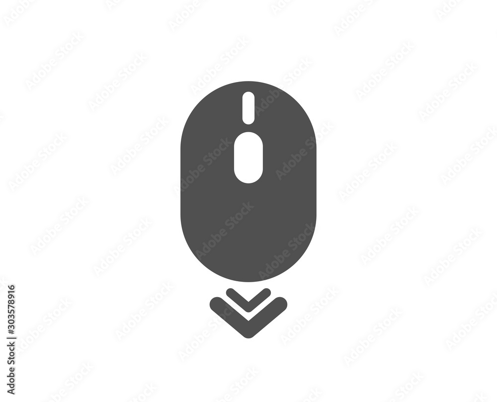 Scrolling screen sign. Scroll down mouse icon. Swipe page. Classic flat ...