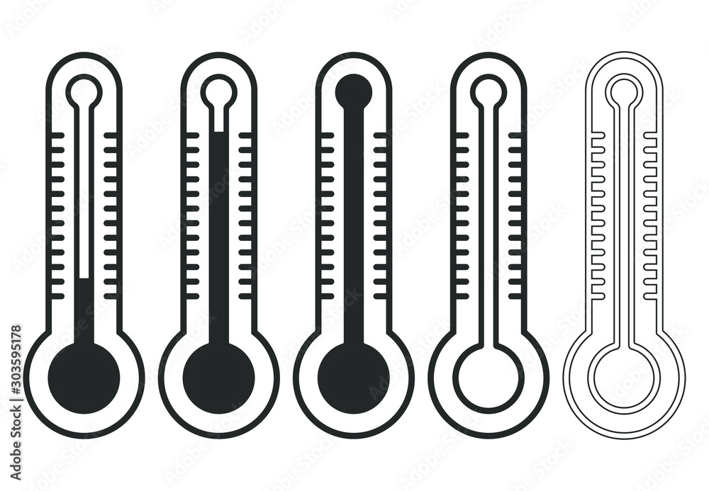 Cartoon flat style Heat thermometer icon shape. Hot Temperature meter ...