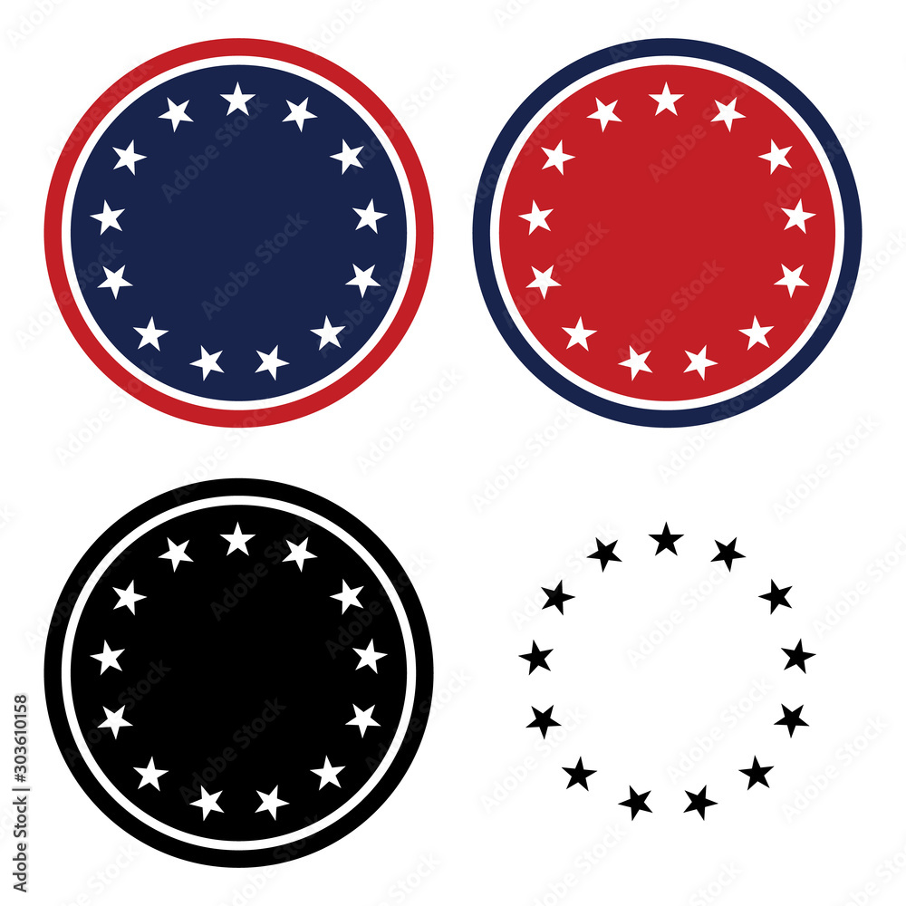 Poster Patriotic 13 Stars Circle Set Isolated Vector Illustration ...