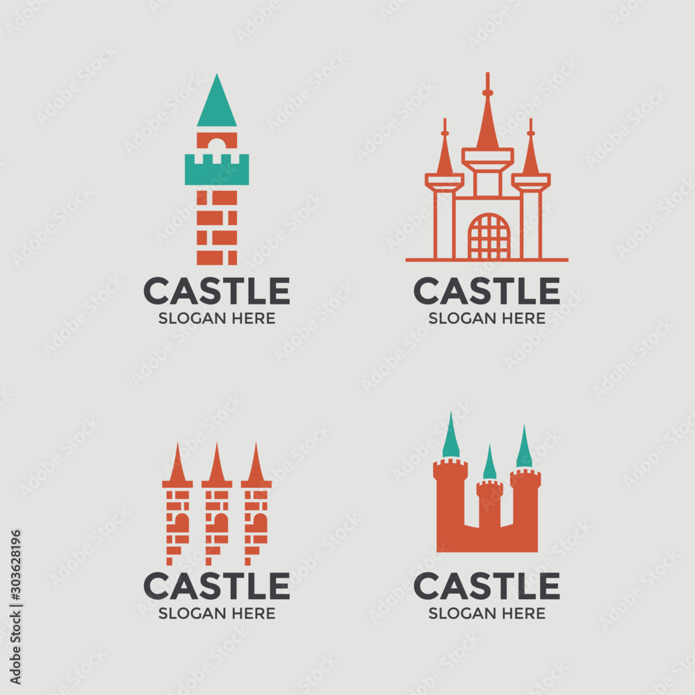 Castle logo or emblem set Stock Vector | Adobe Stock