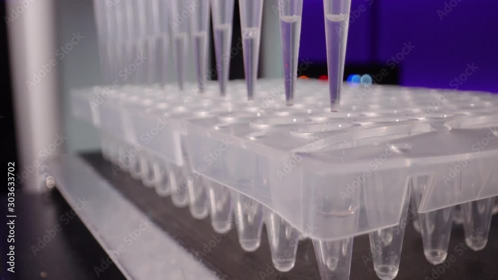 Modern PCR test robotic machine, molecular genetic research laboratory ...