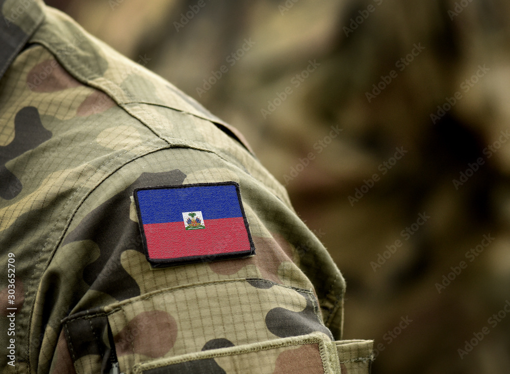 Flag of Haiti on military uniform. Army, armed forces, soldiers ...