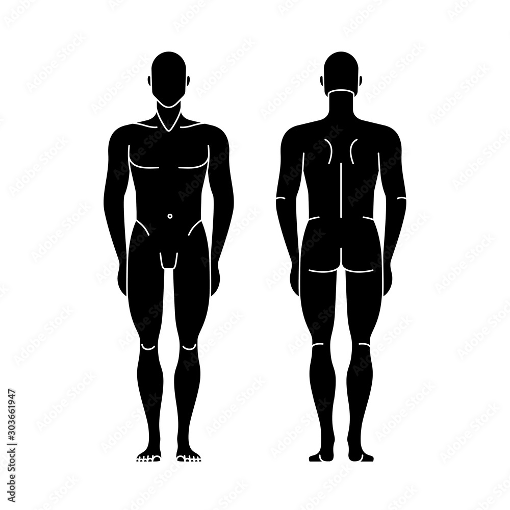 Vector mannequin man. Standing Man front and back view. Stock Vector ...