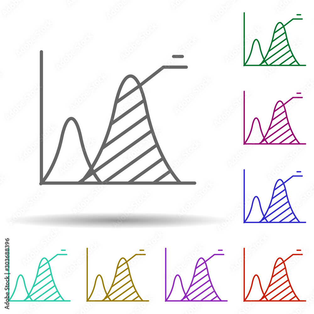 Area chart line multi color icon. Simple thin line, outline vector of ...