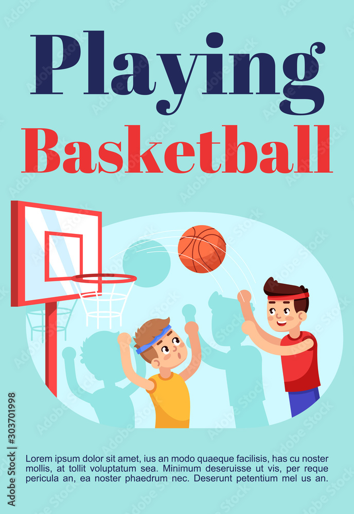 Playing basketball brochure template. Flyer, booklet, leaflet concept ...
