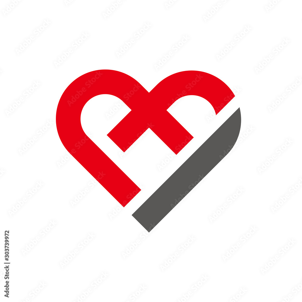 CF Heart Logo, Heart Initials Logo Stock Vector | Adobe Stock