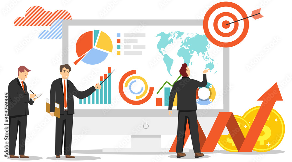 Business analysis. Financial audit, financial schedule. Teamwork ...