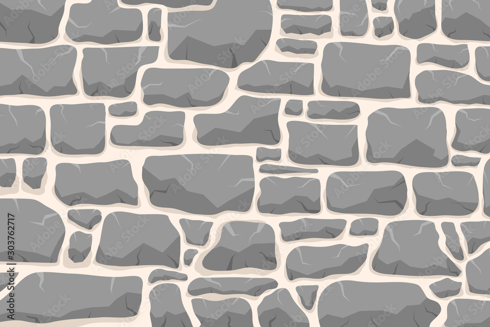 Stone work. Masonry made of old stone. Set of stones of different ...