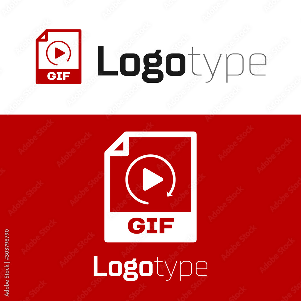Red GIF file document. Download gif button icon isolated on white ...