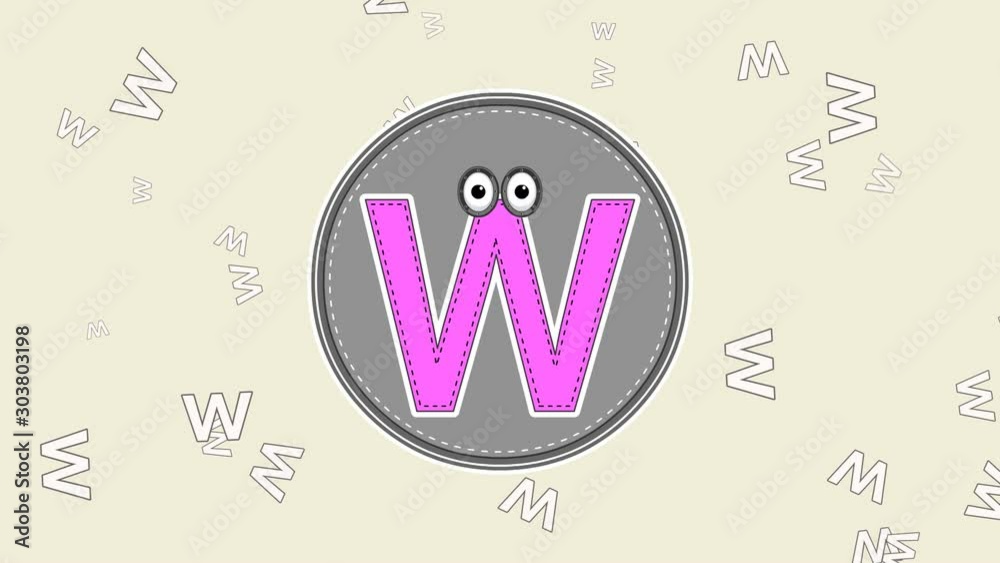 Animated Blinking Capital Letter W with waving hand animation and ...