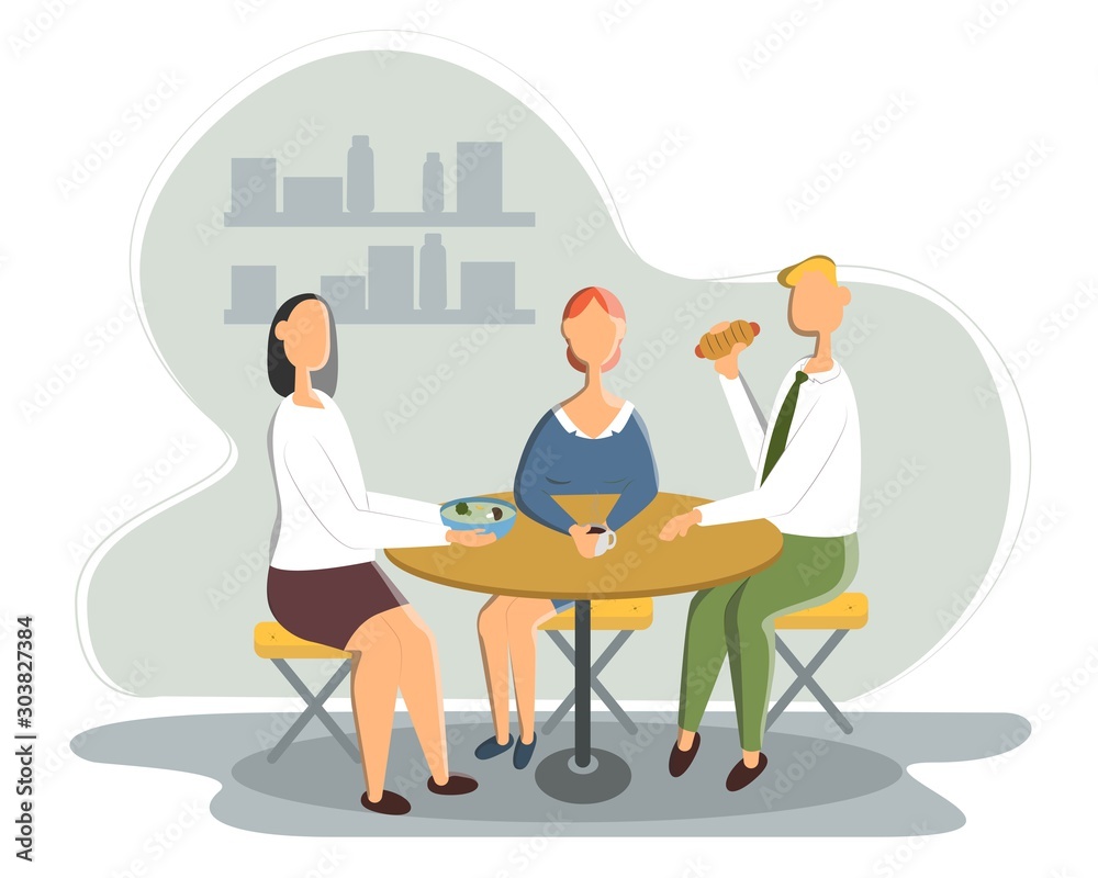 Business Lunch - vector illustration of office situation. Cartoon ...