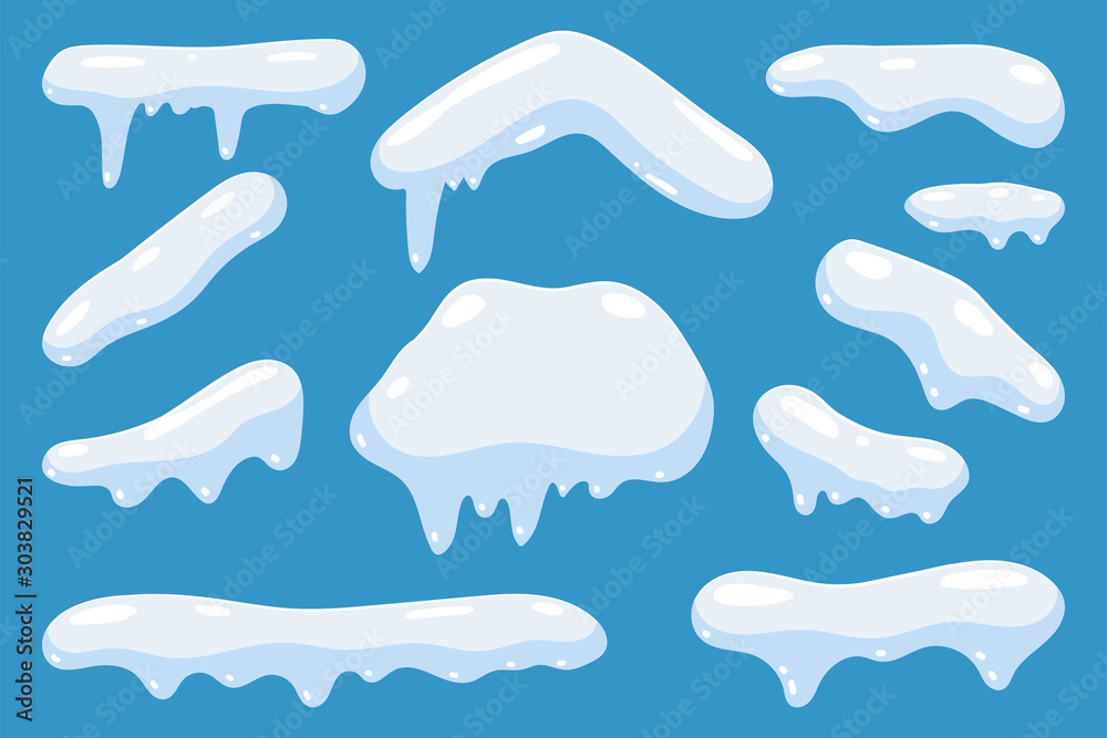Snow caps vector cartoon set isolated on background. Stock ベクター | Adobe ...
