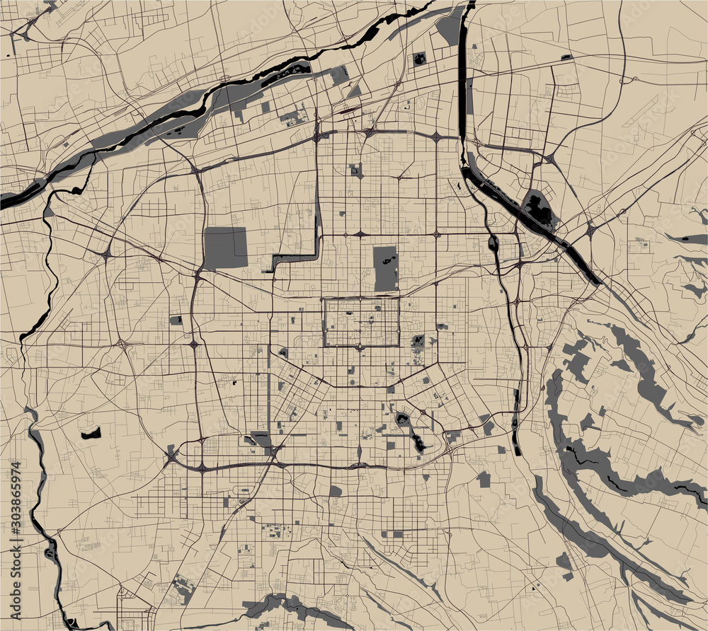 map of the city of Xian, China Stock Vector | Adobe Stock