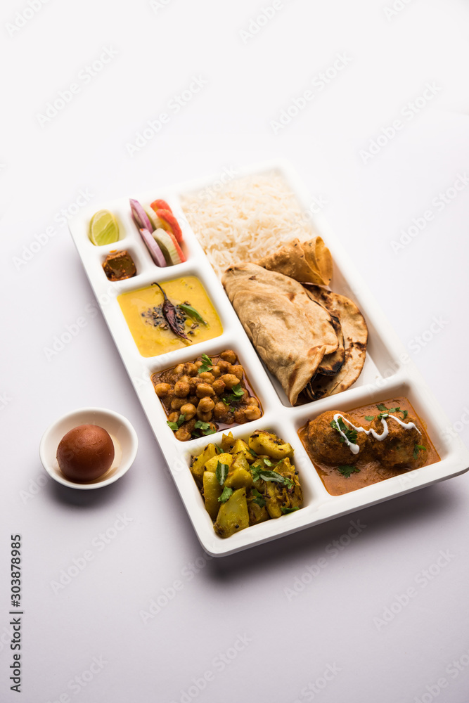 Indian vegetarian Food Thali or Parcel food-tray with compartments in ...