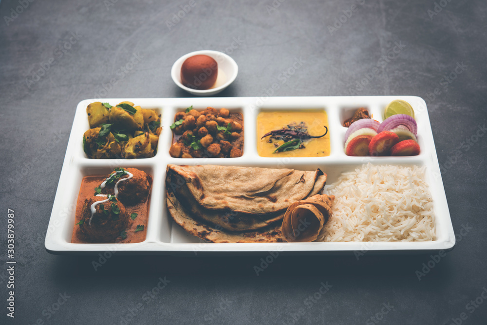 Indian vegetarian Food Thali or Parcel food-tray with compartments in ...