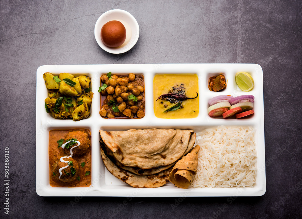 Indian vegetarian Food Thali or Parcel food-tray with compartments in ...