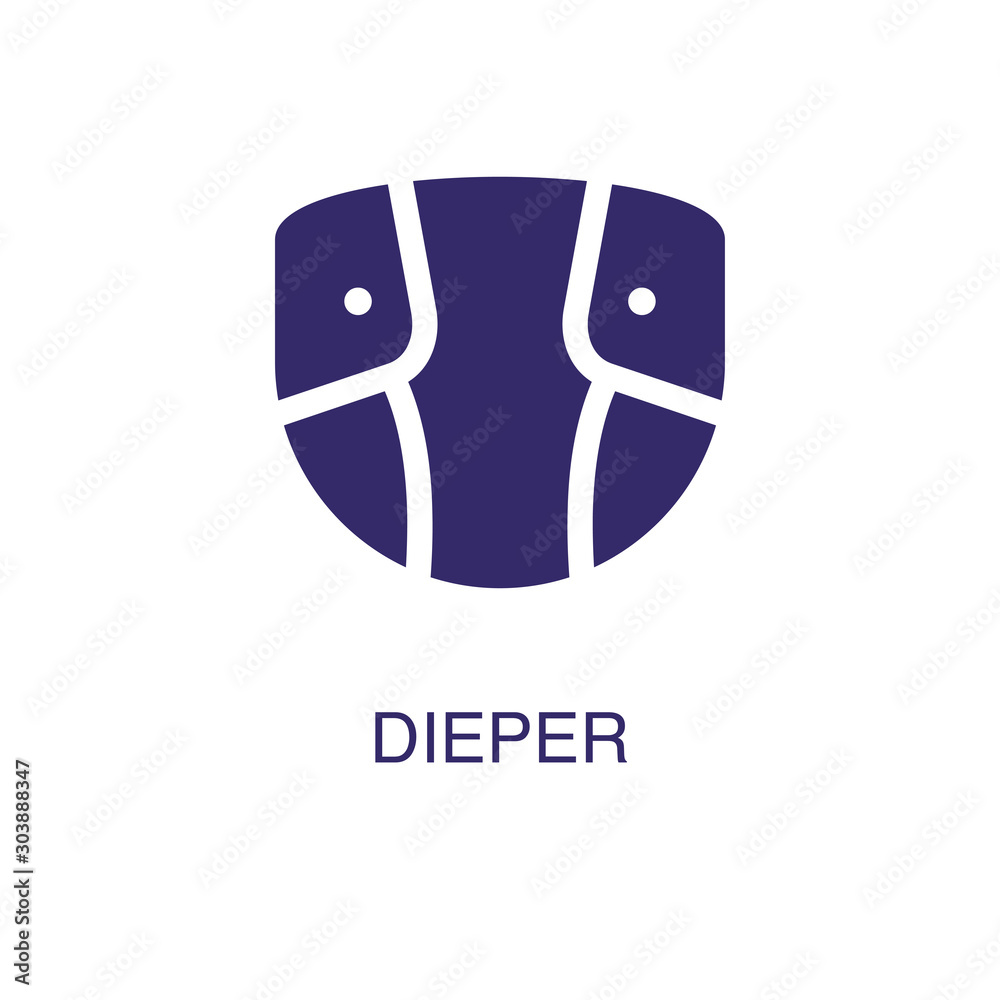 Diaper element in flat simple style on white background. Diaper icon ...