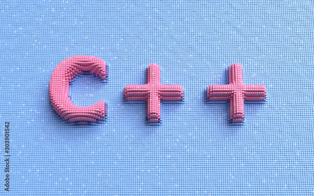 C Plus Programming Language Development Concept Coding Background Colored Pixelized Text 3d