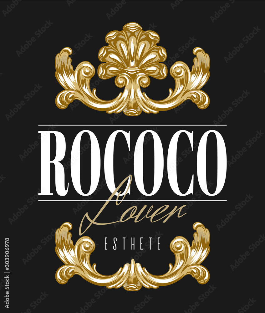 Rococo lover. Vector hand drawn illustration of rococo detail isolated ...