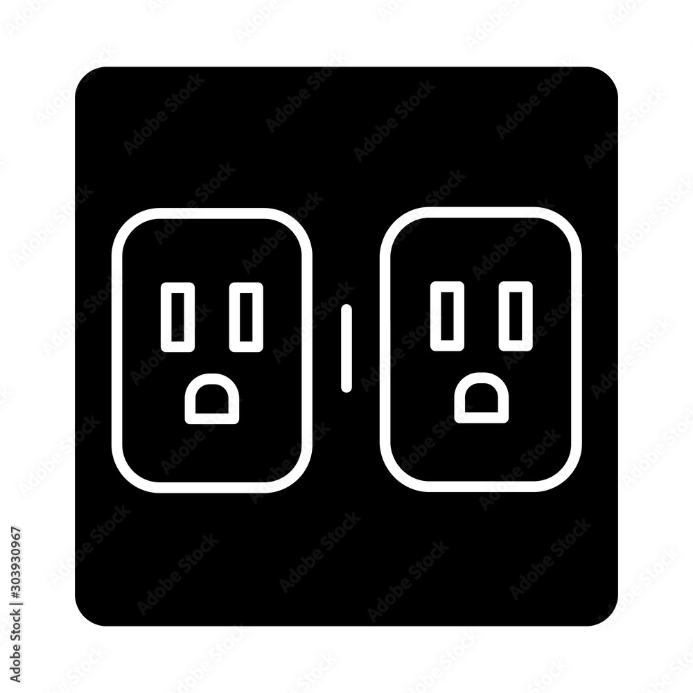 Charging outlets glyph icon. Two wall sokets. Electrical connectors ...