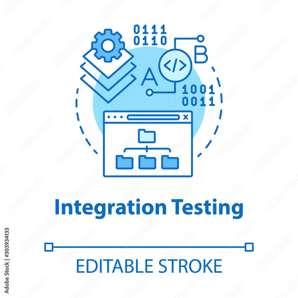 Integration testing turquoise concept icon. Software development stage ...