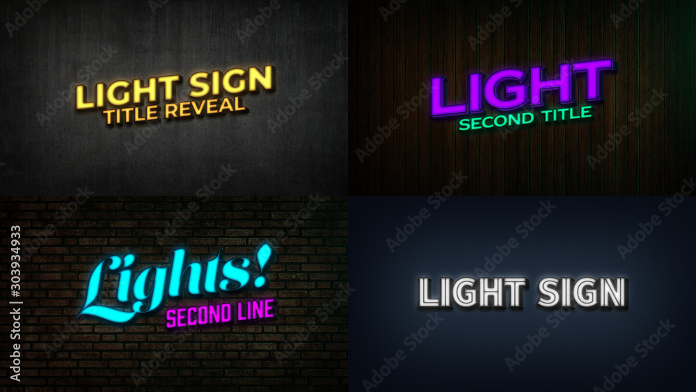 Light Letters Sign Title Reveal Stock Template | Adobe Stock