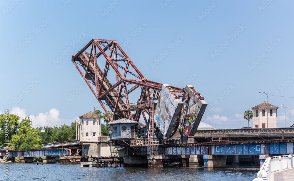 Bascule bridge or drawbridge over the Hillsborough River in Tampa, FL ...